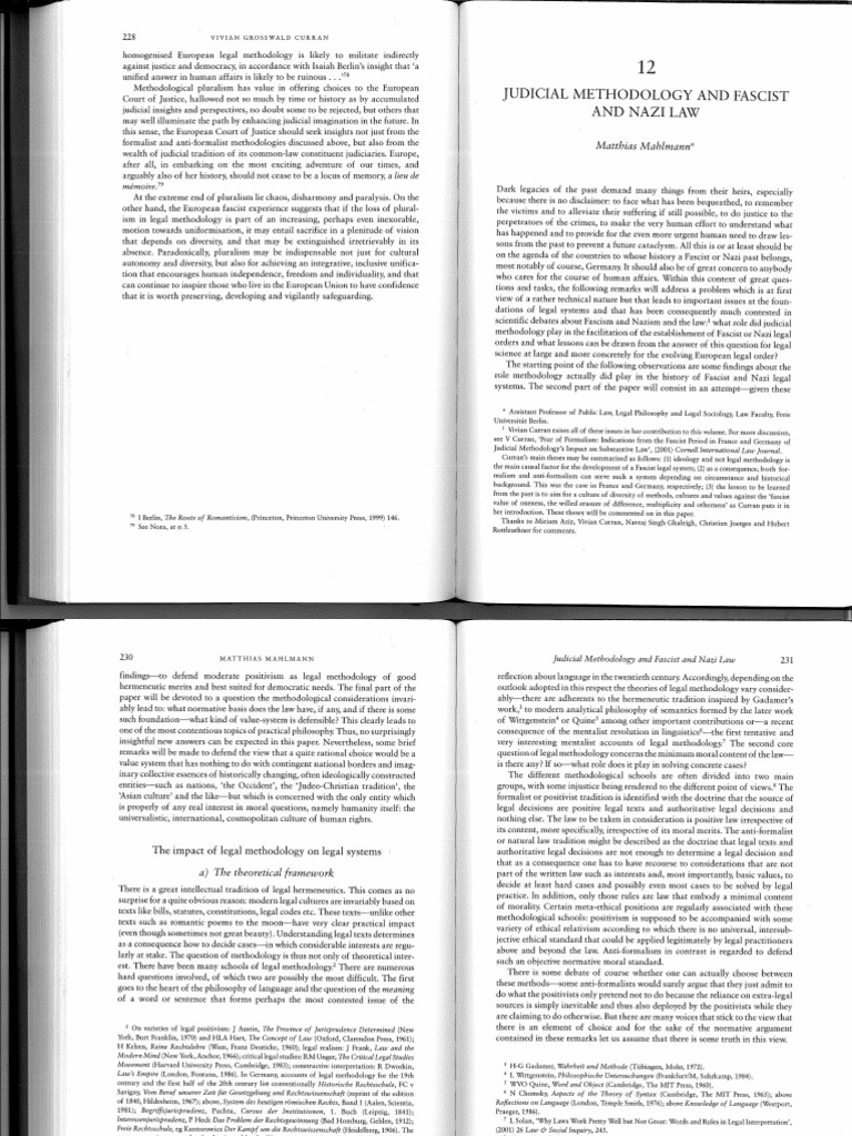 Mahlmann Judicial Methodology and Fascist Nazi Law | PDF