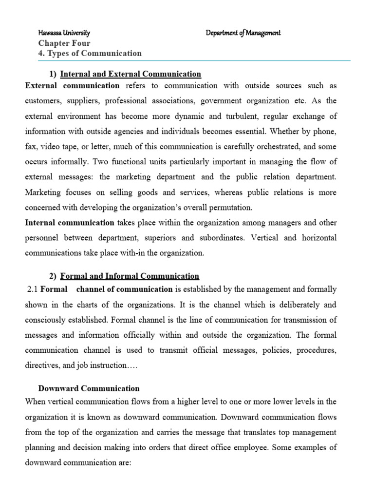 ABC CHAPTER FOUR-Types of Communication | PDF | Communication ...