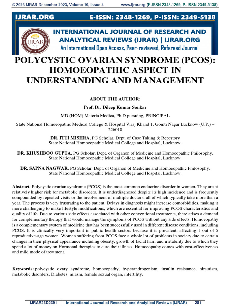 Homoeopathy in PCOS Management | PDF | Polycystic Ovary Syndrome ...