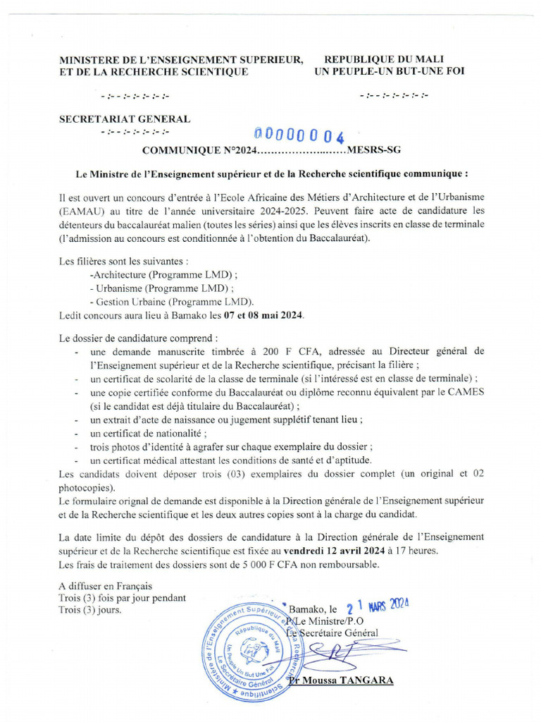 Communique EAMAU 2024 | PDF