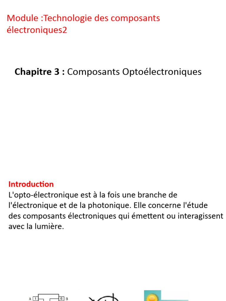 Chapitre3-Les Composants Opto | PDF | Diode électroluminescente | Polarisation (optique)