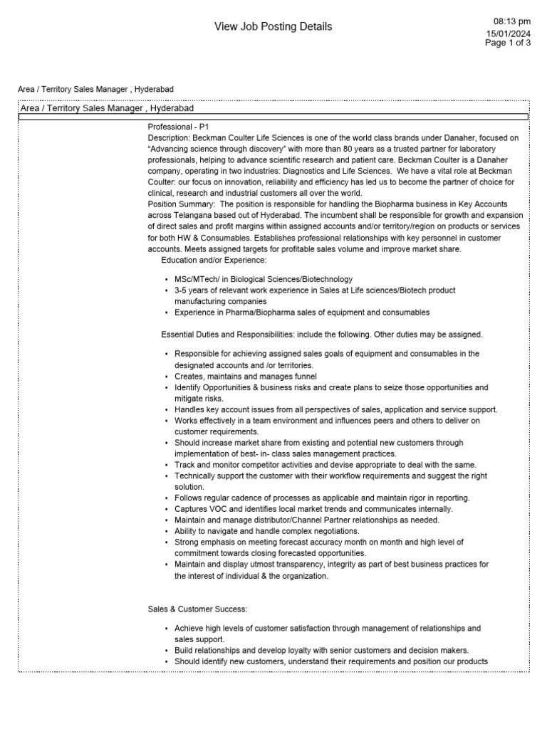 Job Posting | PDF | Sales | Business