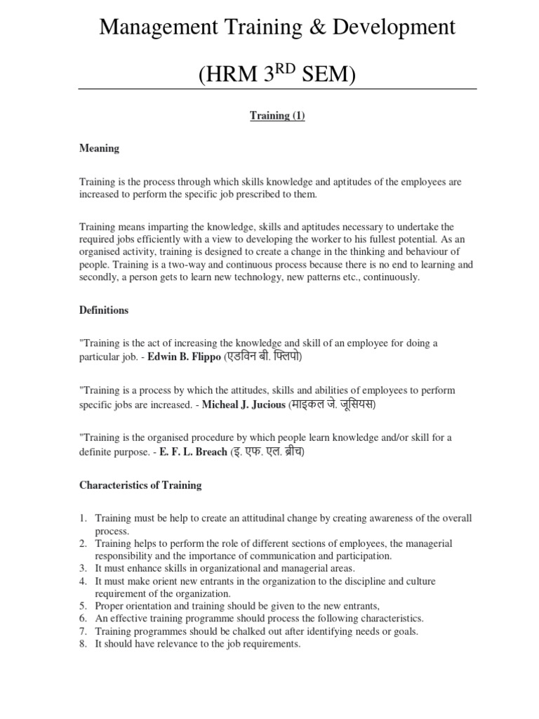 Management Training & Development (HRM 3 Sem) | PDF | Employment ...