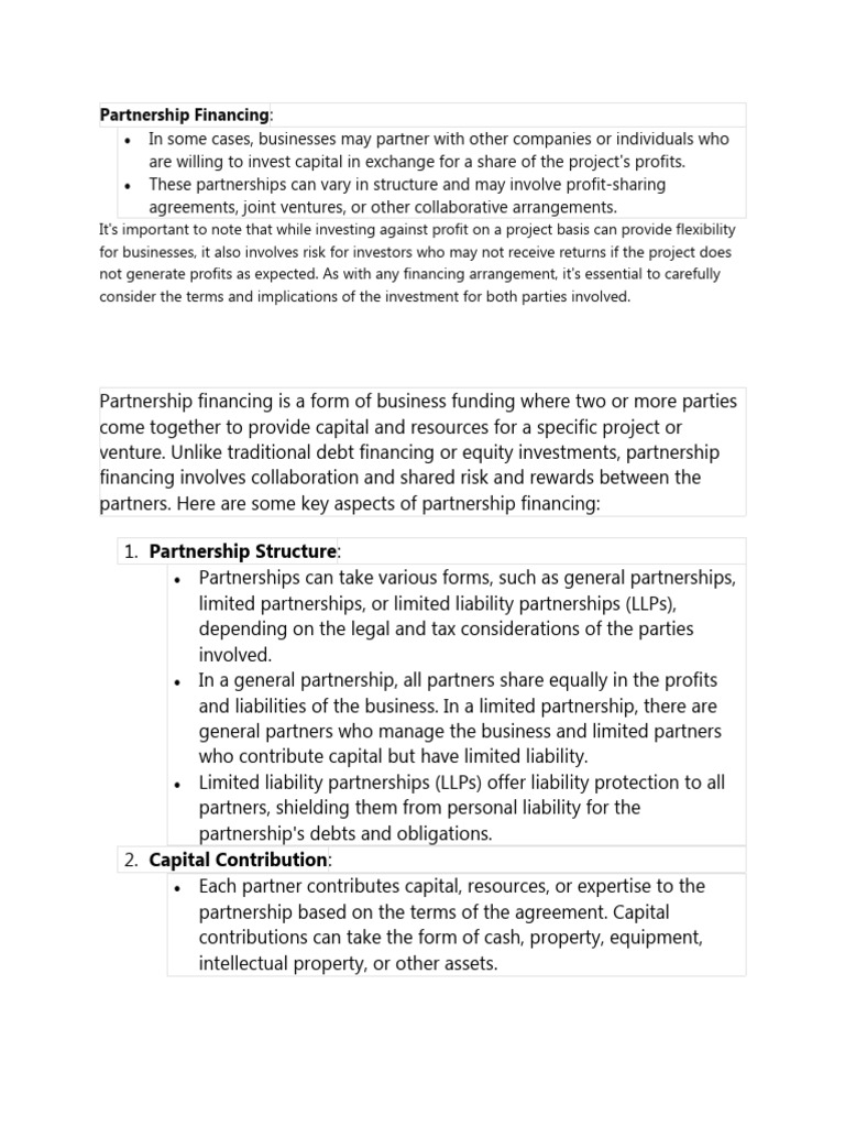 Partnership Financing | PDF | Partnership | Limited Liability Partnership