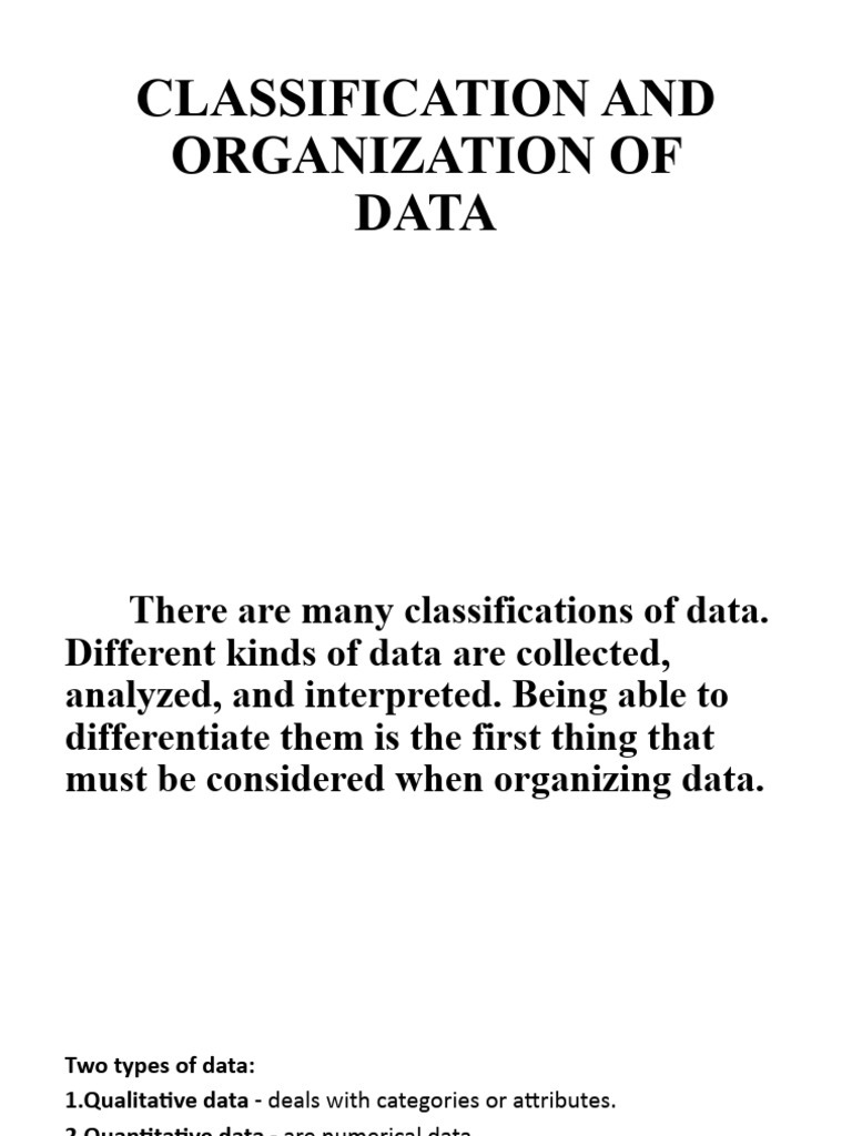 Data Classification and Organization Guide | PDF | Level Of Measurement ...