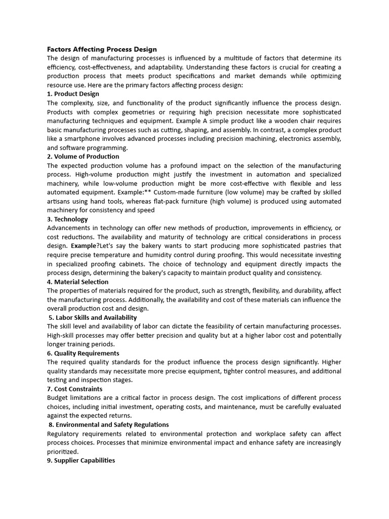 Factors Affecting Process Design | Download Free PDF | Automation ...