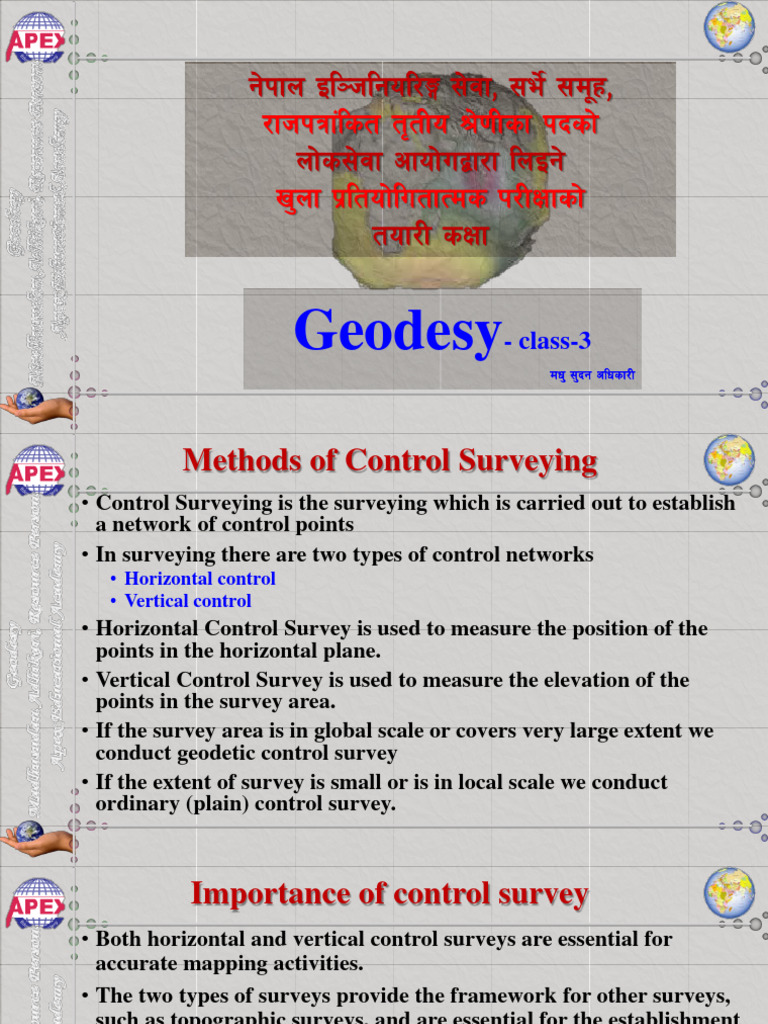 Geodesy - Class 3 Methods of Control Surveying - Levelling | PDF ...