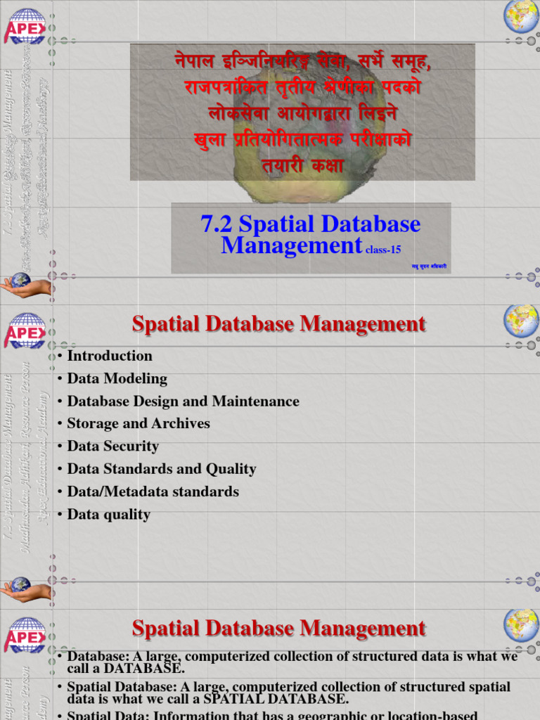 7.2 Spatial Database Management - Class15 | PDF | Relational Model | Databases