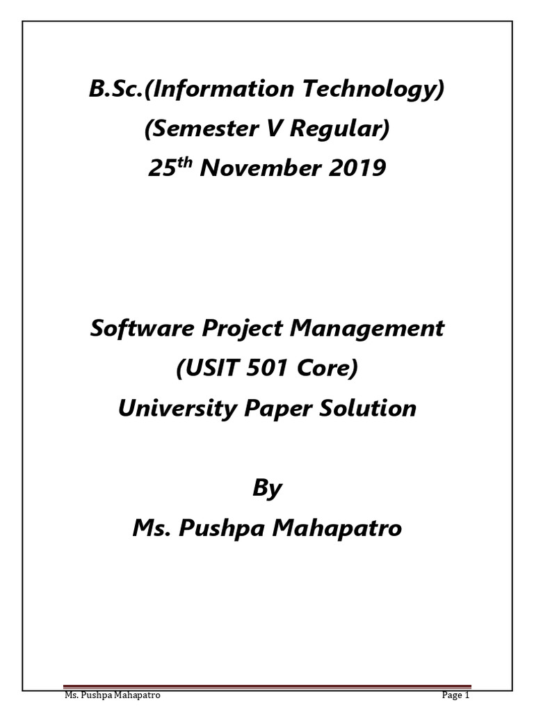 TYBScIT SPM Solution Sem 5 Pushpa 25-11-19 | PDF | Agile Software ...