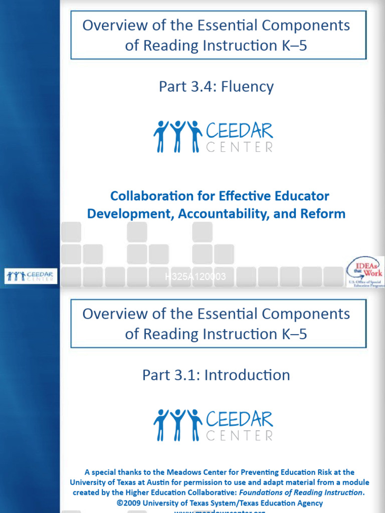 Reading Part 3.4 Fluency | PDF | Reading Comprehension | Fluency