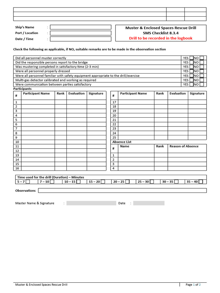 Muster & Enclosed Spaces Rescue Drill | Download Free PDF | Underwater ...