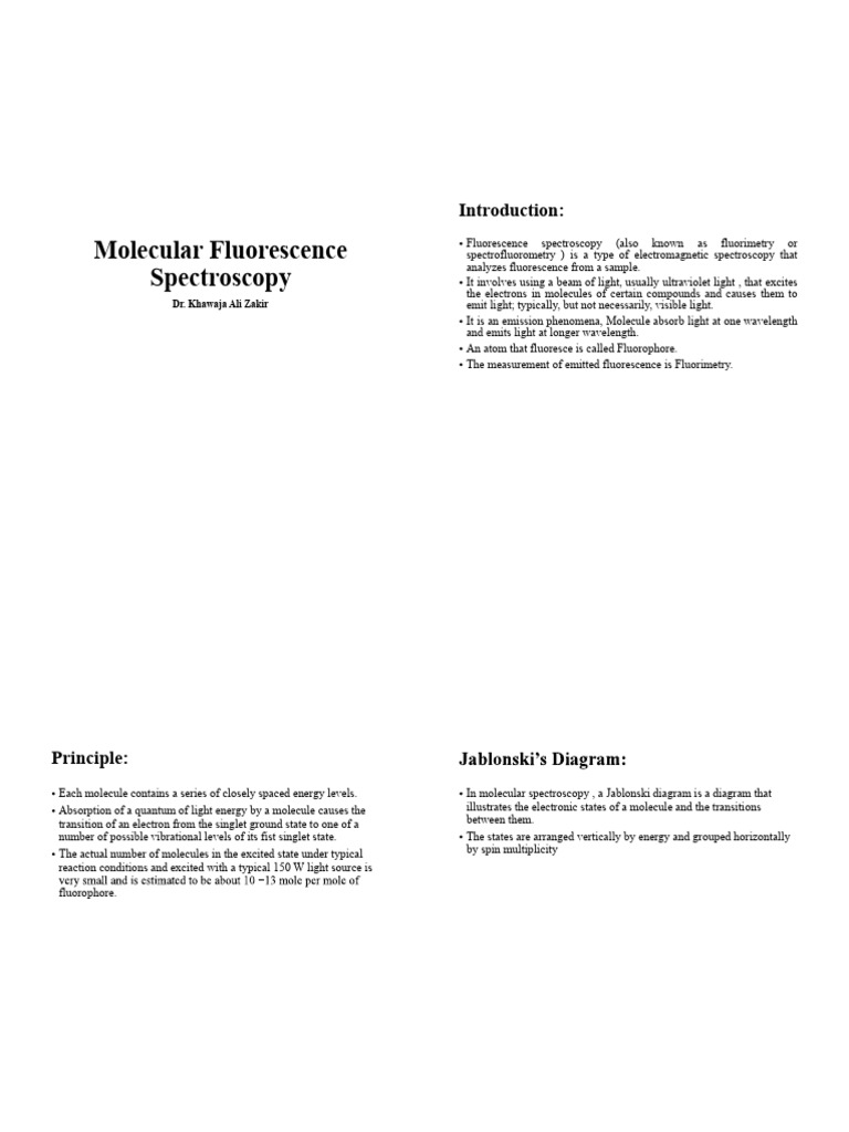 Molecular Fluorescence | PDF | Fluorescence Spectroscopy | Fluorescence