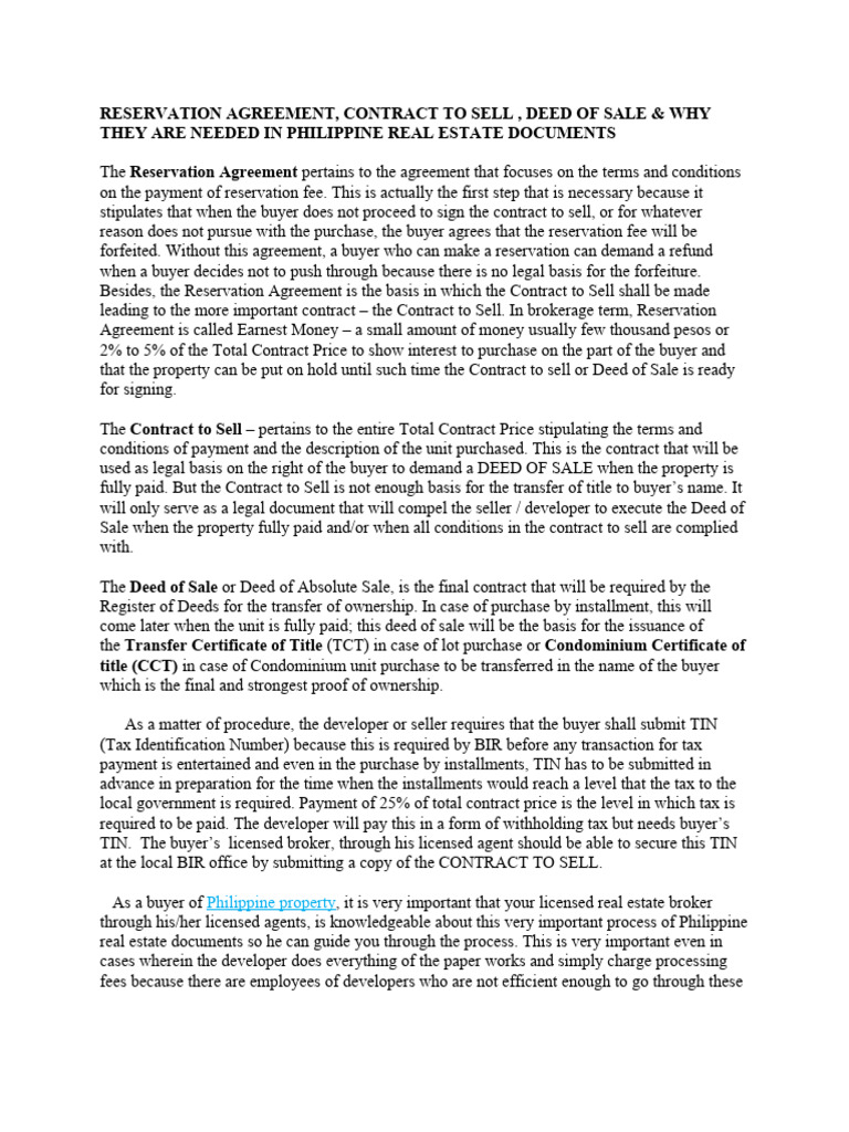 RESERVATION AGREEMENT Et Al. | PDF | Common Law | Private Law