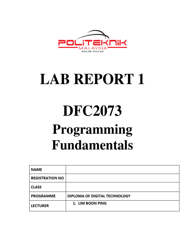 Programming Fundamentals Lab Report | PDF | Teaching Methods & Materials