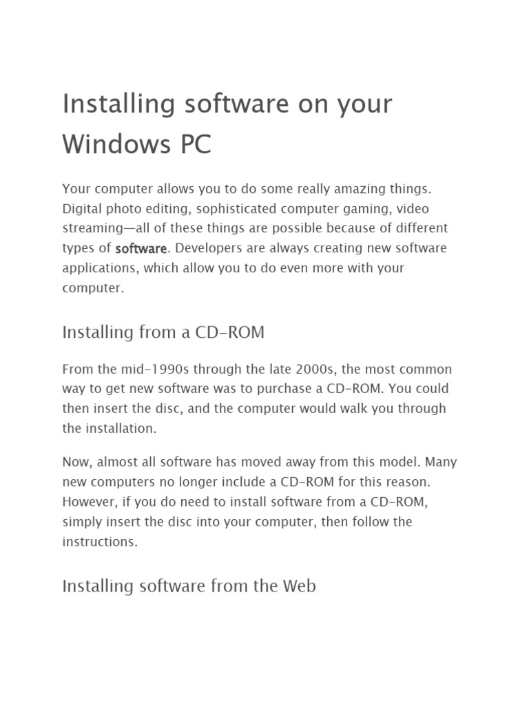 Installing Software On Your Windows PC | PDF | Career & Growth | Computers