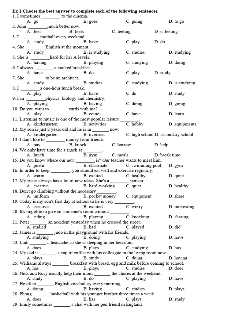 Multiple Choice E6 (Unit 1-6) | PDF | Bedroom