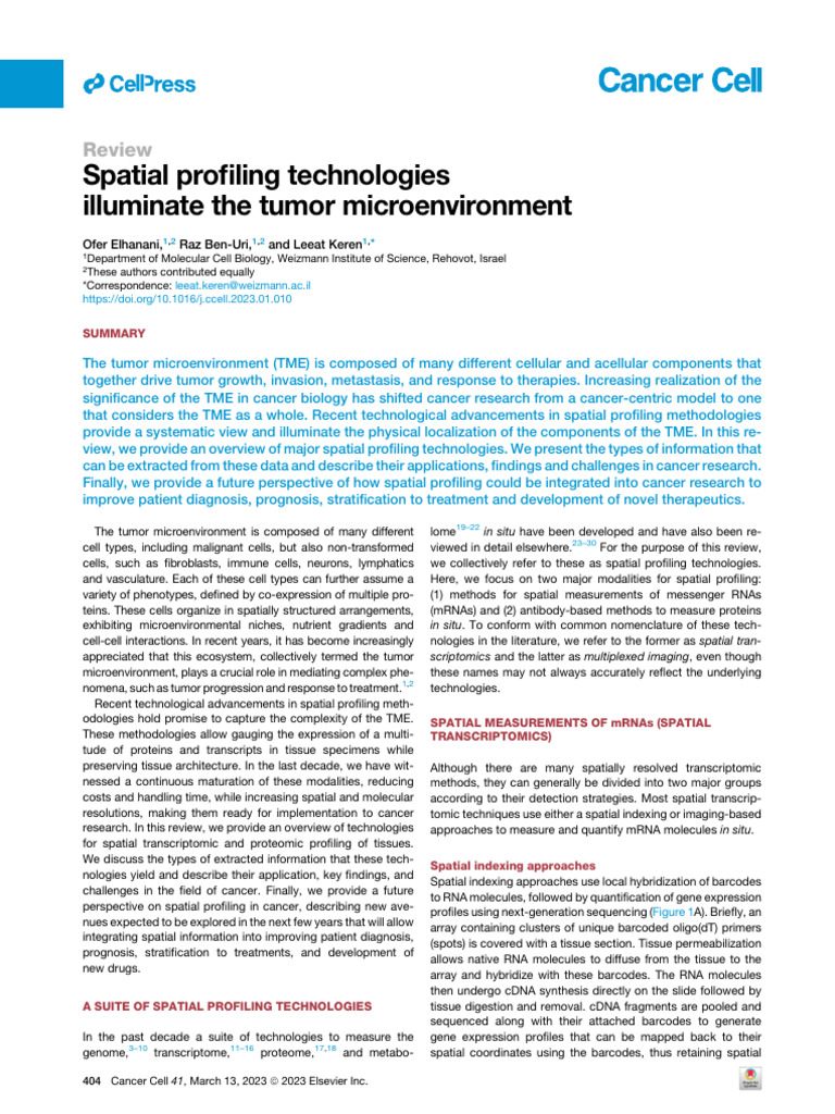 Spatial Profiling Technologies Illuminate The Tumo | PDF | Dna ...