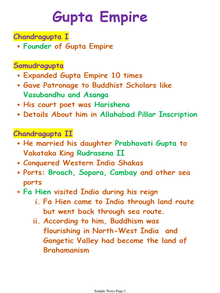 Ancient History Sample Notes | PDF | Ancient India