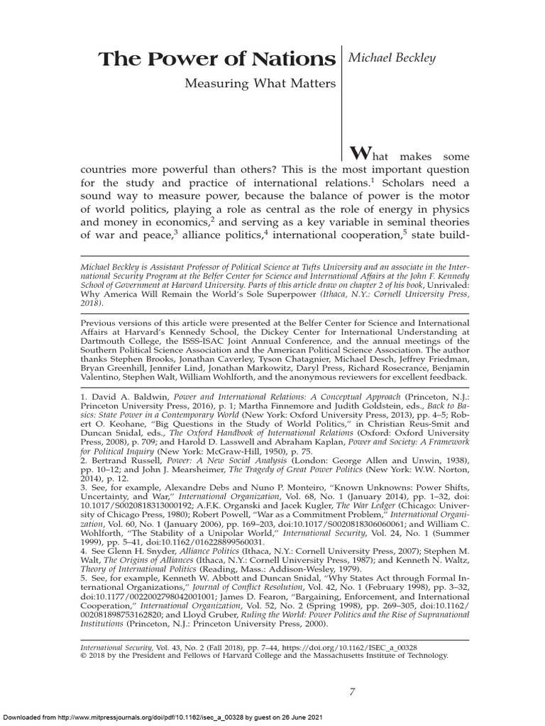 Michael Beckley - The Power of Nations - Measuring What Matters | PDF ...