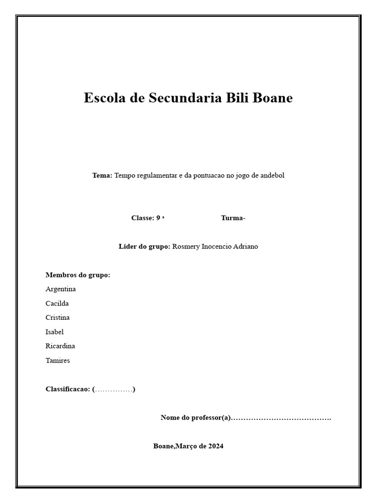 O Tempo Regulamentar Nas Pontuacos No Jogo de Andebol | PDF | Tempo ...