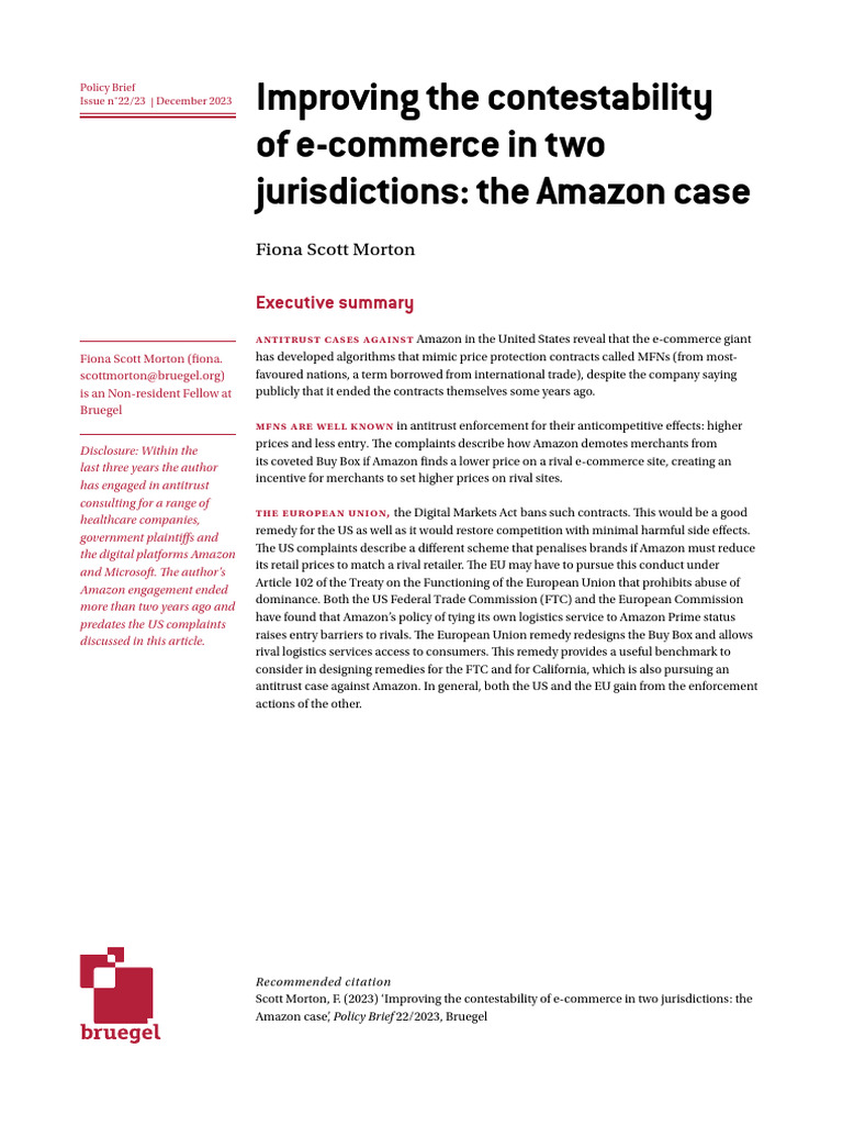 Improving The Contestability of E-Commerce in Two Jurisdictions The ...