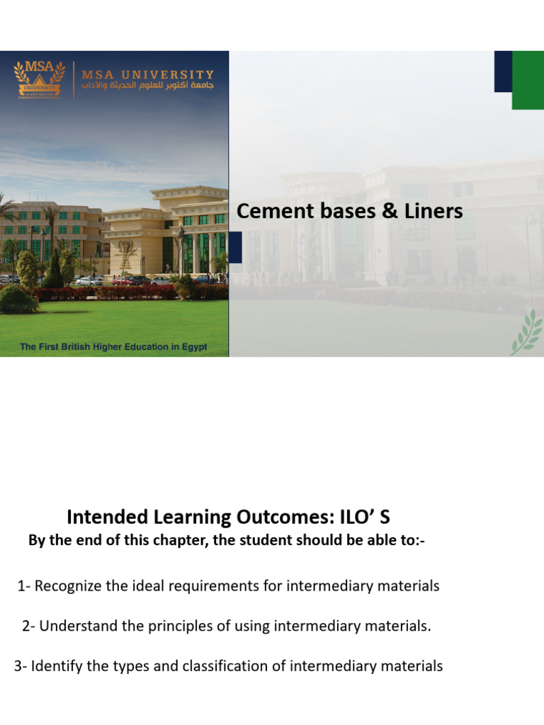 Cement Bases Liners | PDF | Dentin | Zinc Oxide