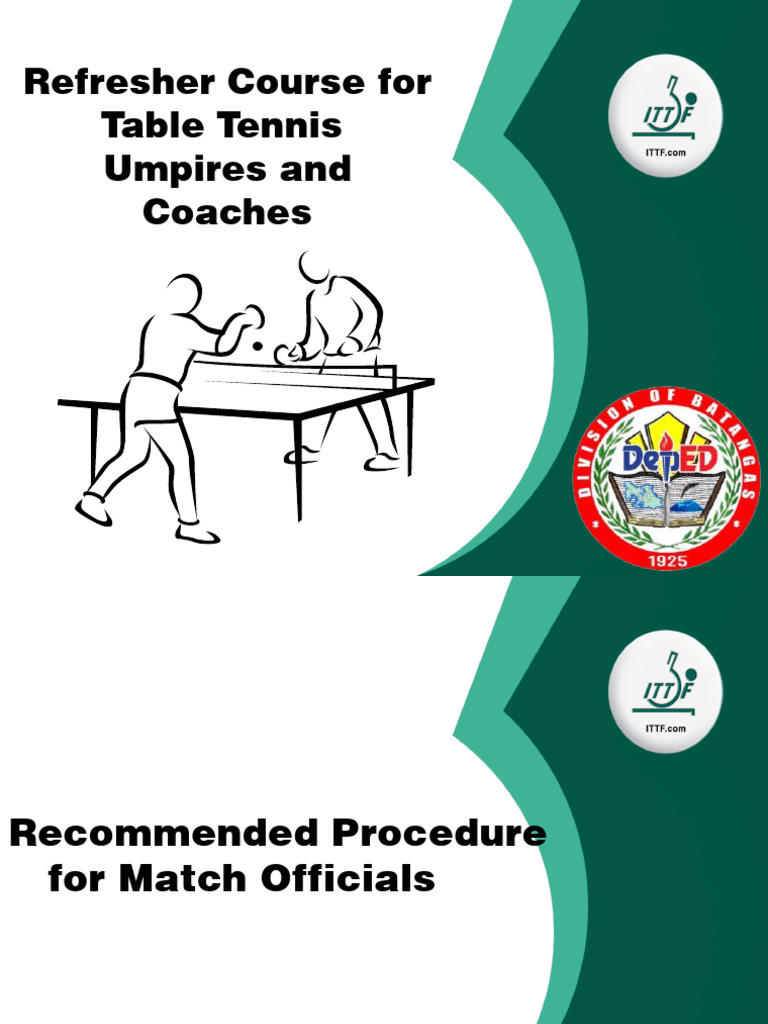 Officiating Official Refresher Course For Table Tennis 2023 2024 | PDF ...
