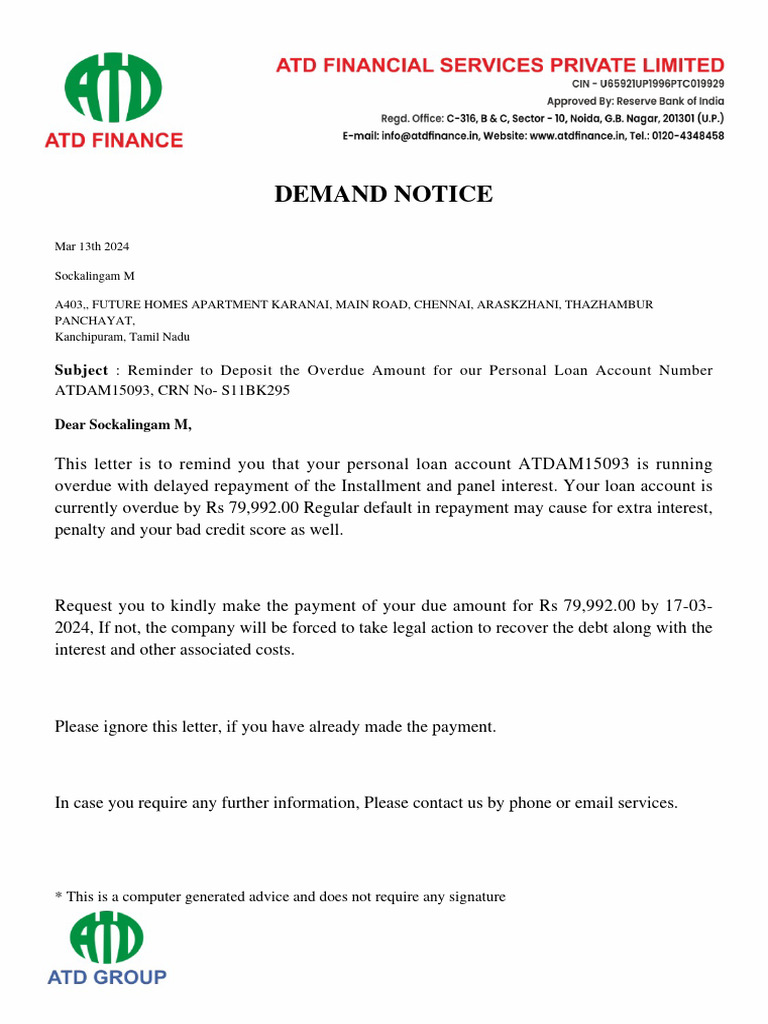 Demand Notice | PDF