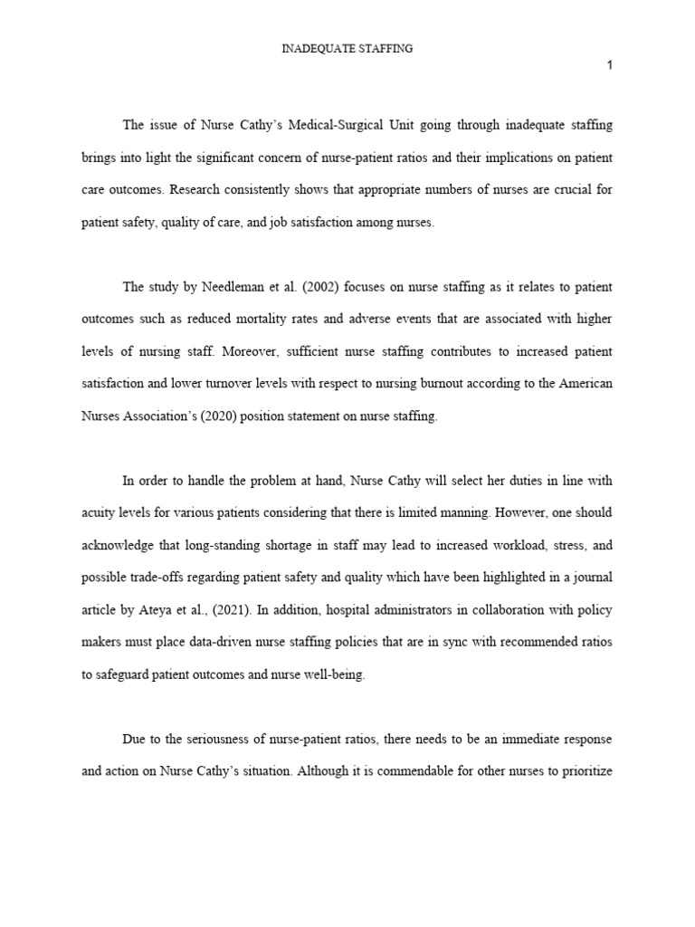 Inadequate Staffing | PDF | Nursing | Patient Safety