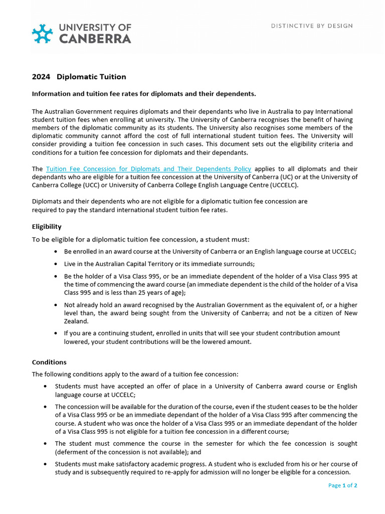 2024 Diplomatic Tuition Fee Guide | PDF | Travel Visa | University