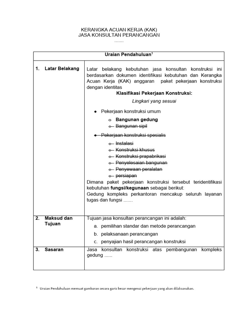 Contoh Kerangka Acuan Kerja JKK Konsultan Perancangan | PDF | Teknologi ...