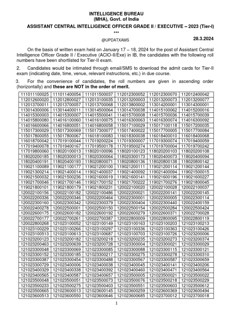 Intelligence Bureau (MHA), Govt. of India Assistant Central ...