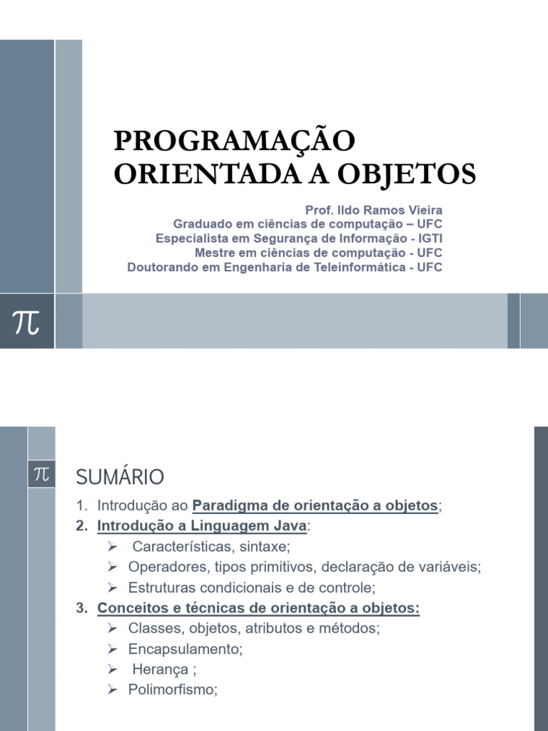 Slide de Aula de POO 1-2-3-4 | PDF | Java (linguagem de programação ...