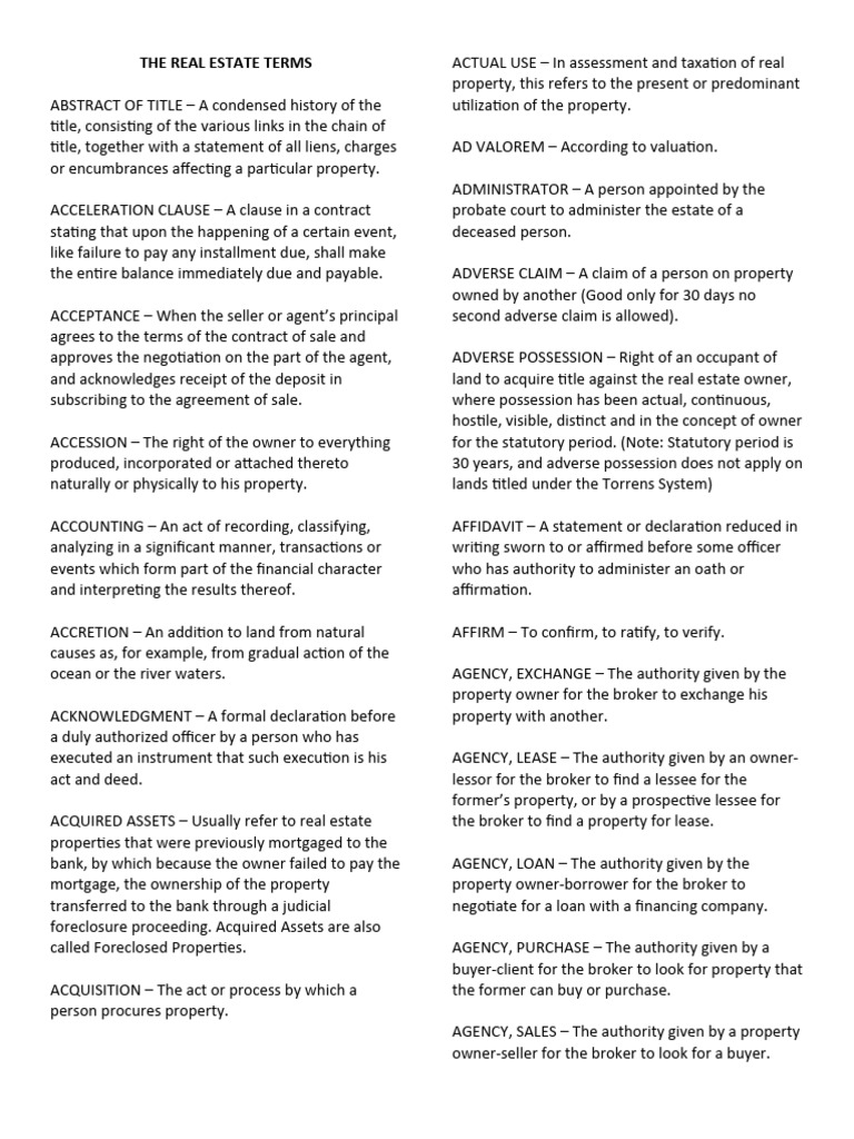 The Real Estate Terms | PDF | Foreclosure | Assignment (Law)