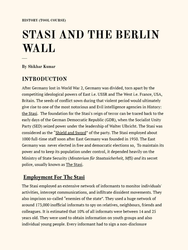 Essay | PDF | Stasi | East Germany