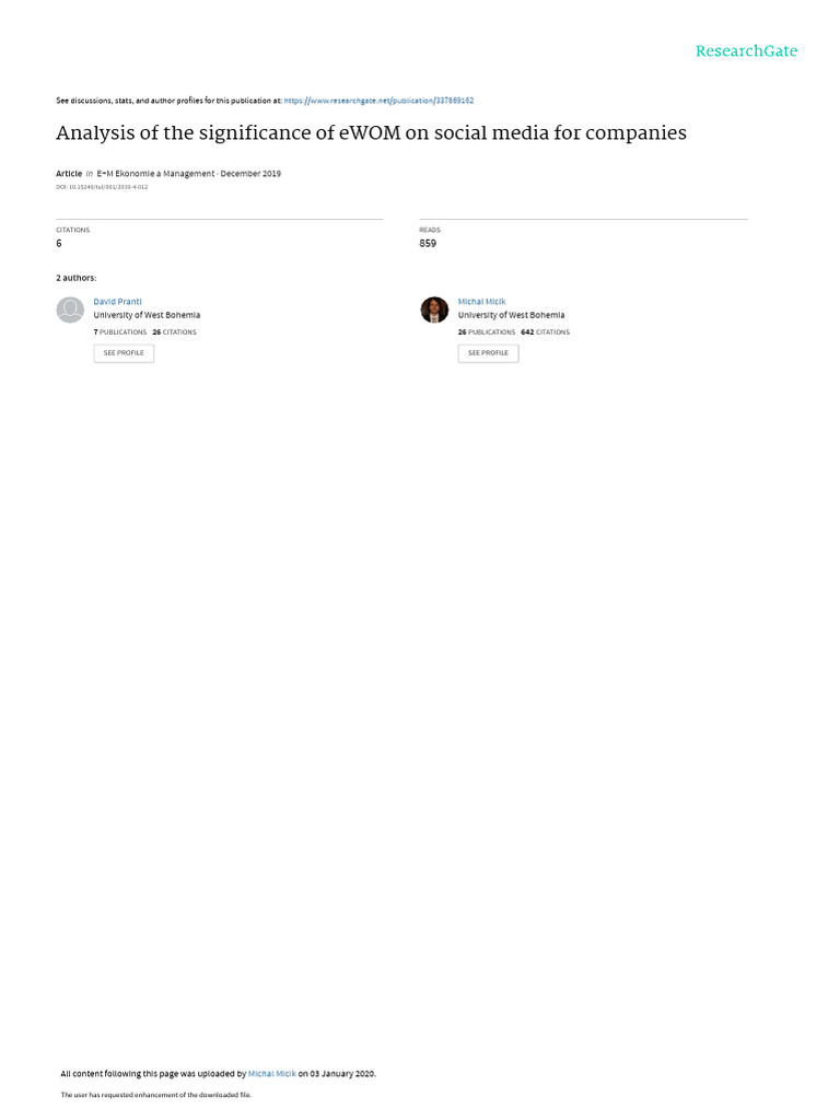 Analysis of The Significance of eWOM On Social Media | PDF | Social ...