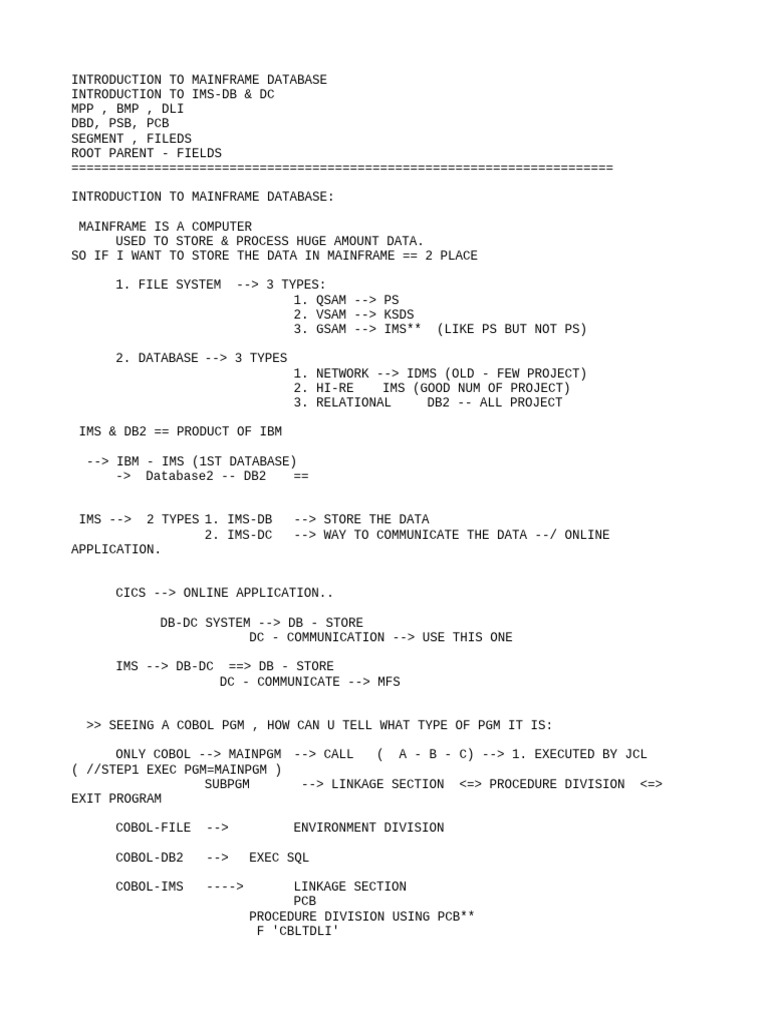 Ims Db-Notes1 | PDF | Ibm Db2 | Databases
