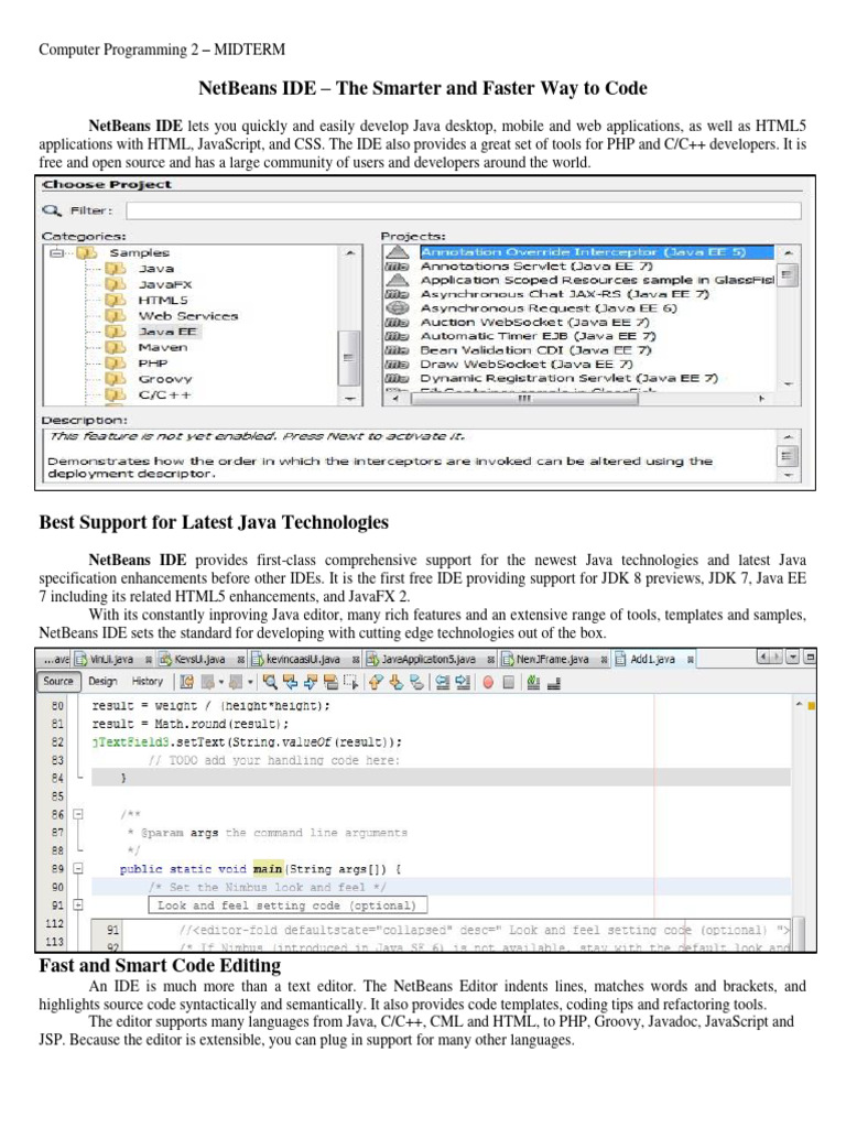 1st Meeting Midterm In Java 2 Pdf Net Beans Applications And Software
