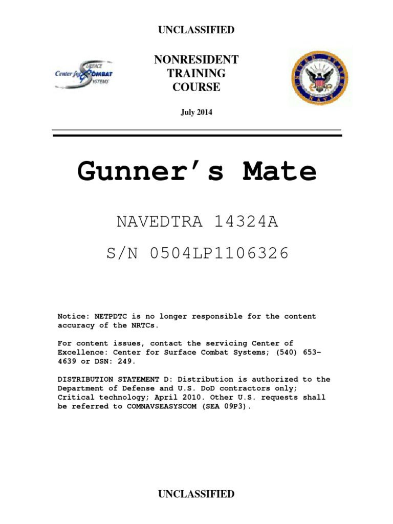 NAVEDTRA 14324A Gunner's Mate (GM) | PDF | Shell (Projectile) | Explosion