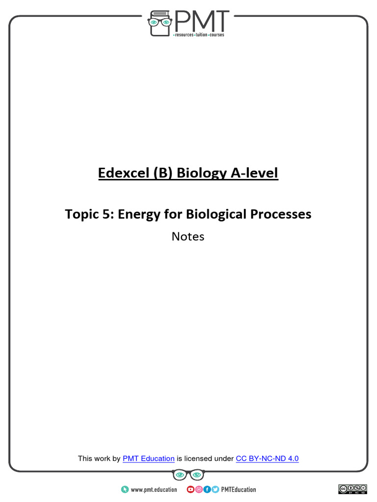 Edexcel Bio Topic 5 | PDF | Cellular Respiration | Photosynthesis