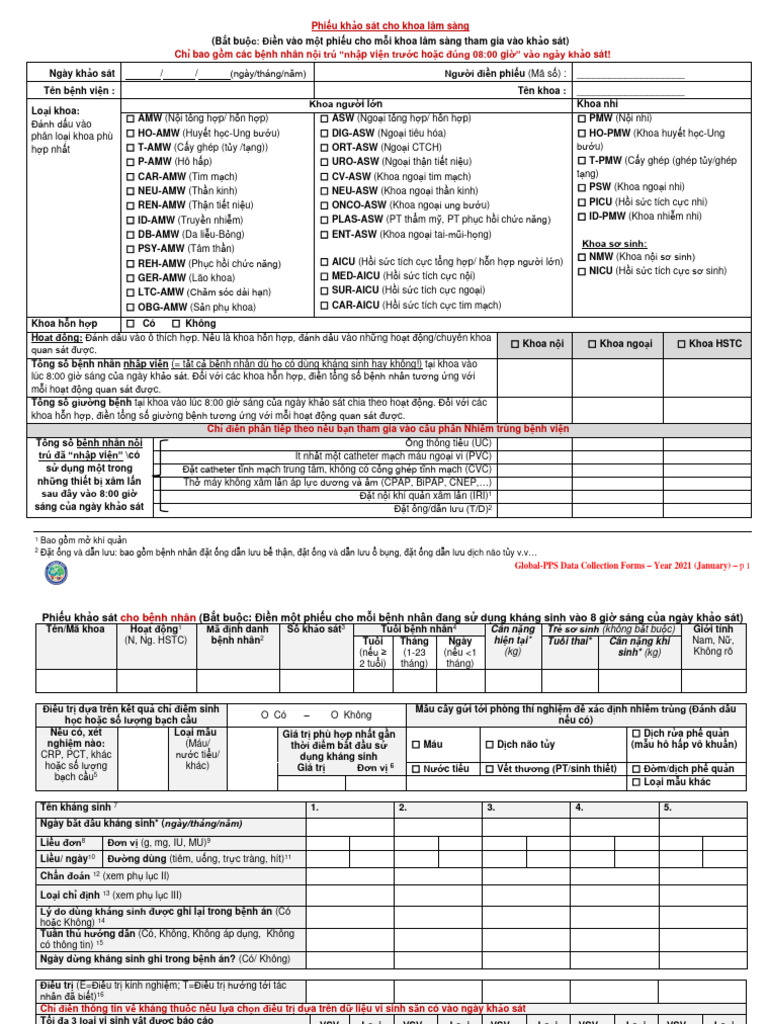 Data Collection Forms Global PPS With Optional HAI Module 2021 ...