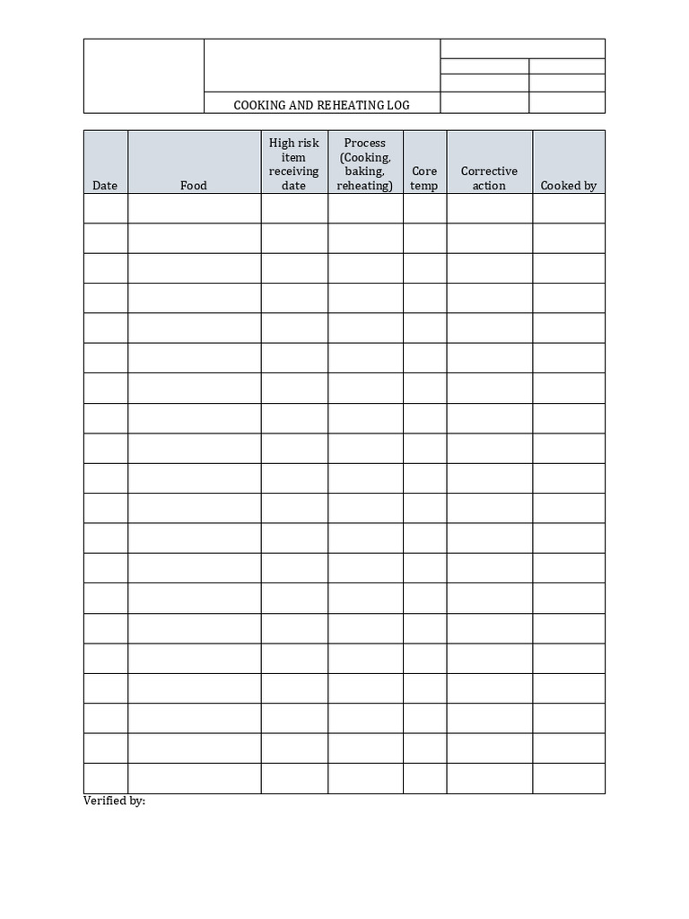 Kitchen Temperature Log | PDF