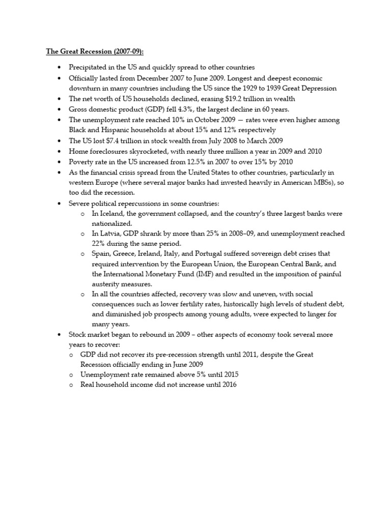 The Great Recession 2007-09 | PDF | Collateralized Debt Obligation ...