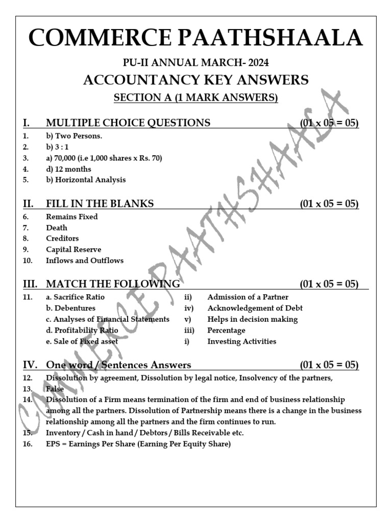 Solved Pu 2 Annual QP Accountancy 2024 | PDF | Income Statement | Expense
