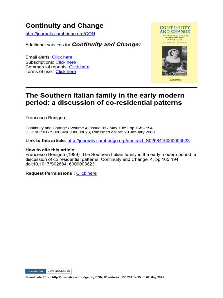 The Southern Italian Family in The Early | PDF | Marriage | Family