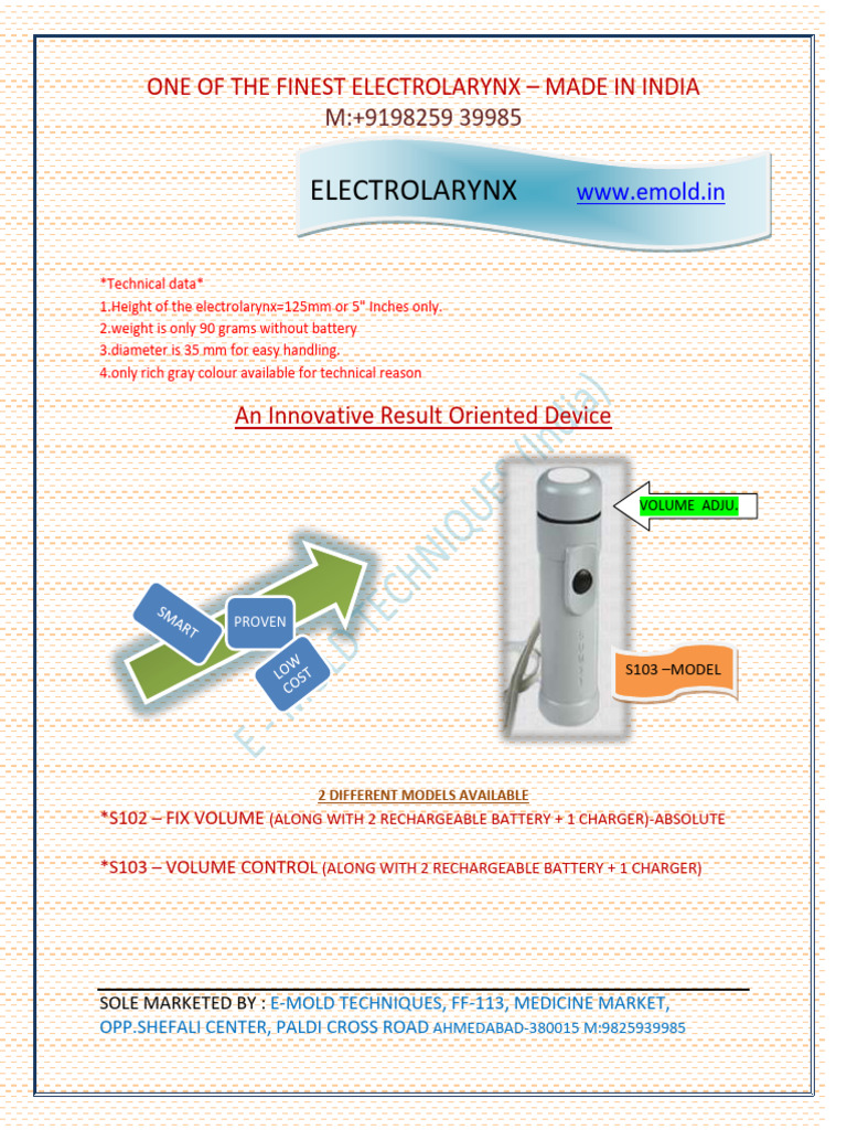 One of The Finest Electrolarynx Shenda | PDF | Battery Charger ...