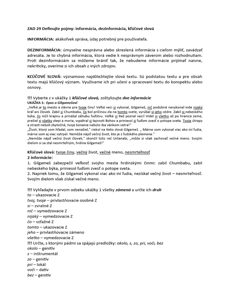 29 Definujte Pojmy Informácia, Dezinformácia, Kľúčové Slová | PDF