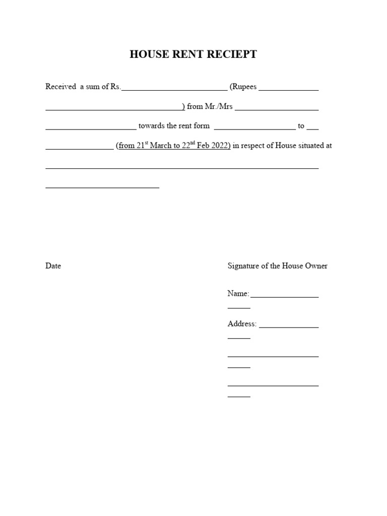 House Rent Reciept | PDF