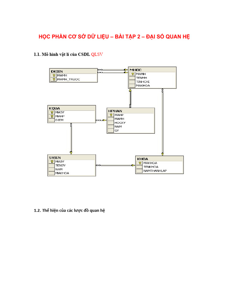 BT2. ĐSQH - QLSV (Done) | PDF