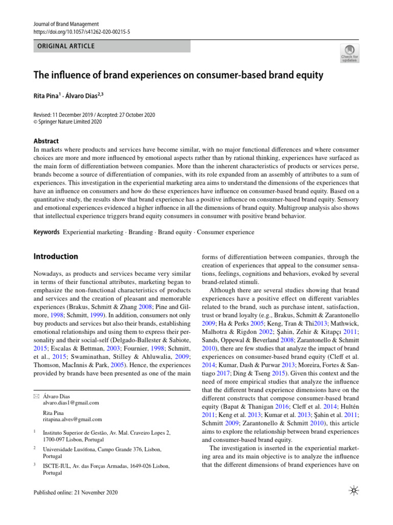 Brand Experiences On Consumer Based Brand Equity | PDF | Brand ...